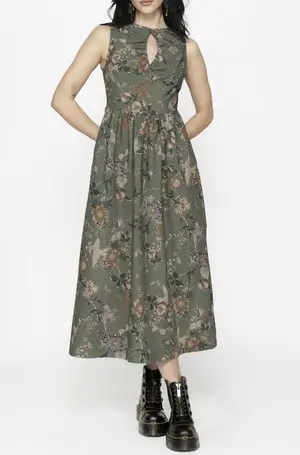 DISTURBIA Poison Eden Print Cut Out Midi Dress