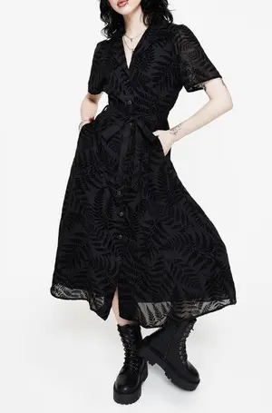 DISTURBIA Lunafern Fern Midi Shirt Dress