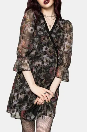 DISTURBIA Mortua Grunge Floral Print Mini Dress