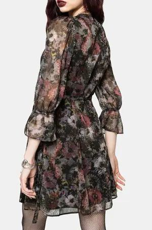 DISTURBIA Mortua Grunge Floral Print Mini Dress