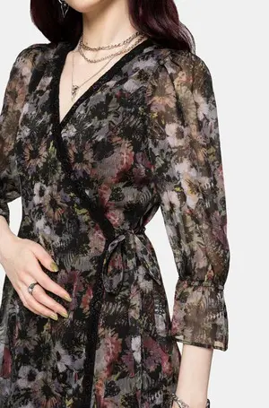 DISTURBIA Mortua Grunge Floral Print Mini Dress