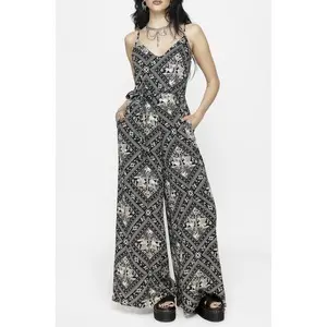 DISTURBIA Hexweave Wide Leg Cami Jumpsuit - Black