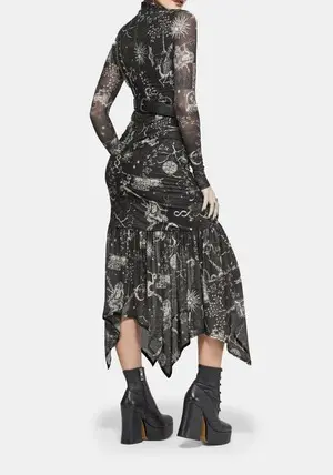 DISTURBIA Isolde Medieval Map Mesh Midaxi Dress