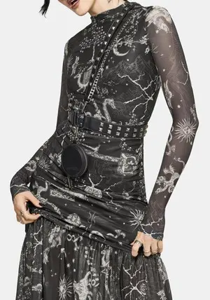 DISTURBIA Isolde Medieval Map Mesh Midaxi Dress