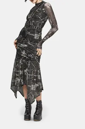 DISTURBIA Isolde Medieval Map Mesh Midaxi Dress