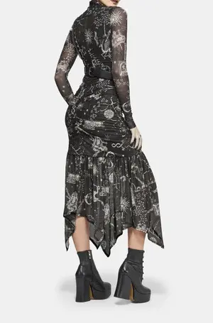 DISTURBIA Isolde Medieval Map Mesh Midaxi Dress