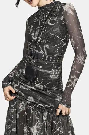 DISTURBIA Isolde Medieval Map Mesh Midaxi Dress