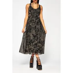 DISTURBIA Surge Celtic Print Cami Midaxi Dress - Black