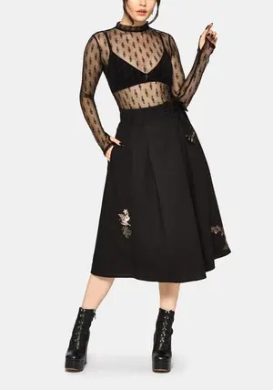 DISTURBIA Faela Fairy Embroidered Midi Skirt