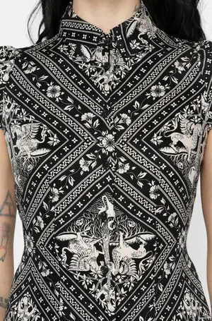 DISTURBIA Hexweave Fitted Midi Shirt Dress