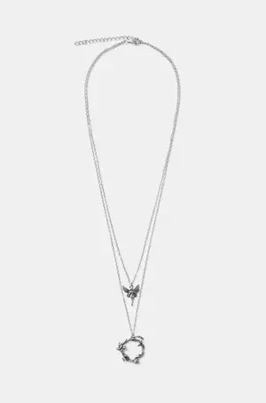 DISTURBIA Sterling Fairy Layered Necklace With Amethyst
