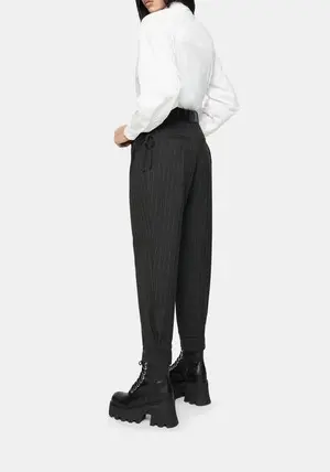 DISTURBIA Sabrina Pinstripe Bow Detail Trouser