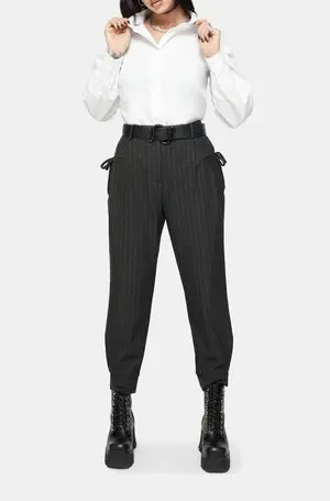 DISTURBIA Sabrina Pinstripe Trouser With Bow Detail
