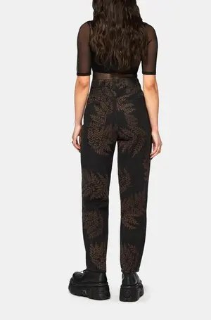 DISTURBIA Ruin Fern Printed Barrel Leg Denim Jeans