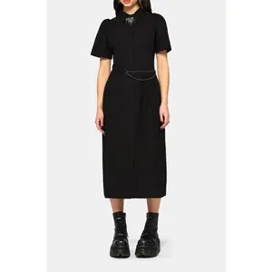 DISTURBIA Chain Belted Collared Midaxi Dress