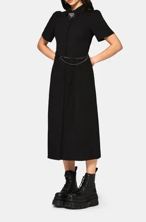DISTURBIA Chain Belted Collared Midaxi Dress