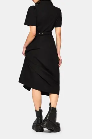 DISTURBIA Chain Belted Collared Midaxi Dress