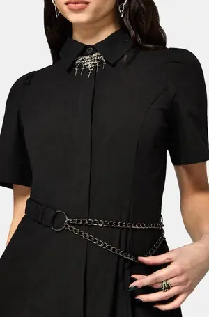DISTURBIA Chain Belted Collared Midaxi Dress