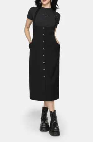 DISTURBIA New Age Halter Neck Pinafore Midi Dress - Black