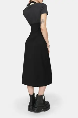 DISTURBIA New Age Halter Neck Pinafore Midi Dress
