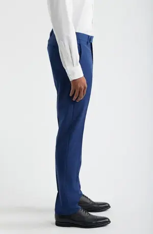 Zanella Noah Glen Check Flat Front Wool & Cotton Dress Pants