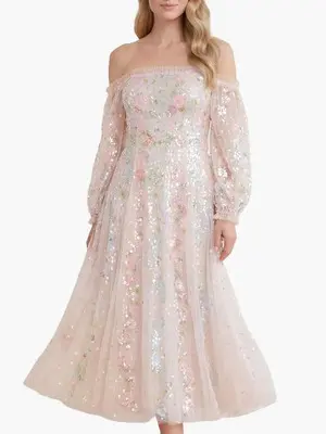 NEEDLE & THREAD Confetti Gloss Off-shoulder Dress