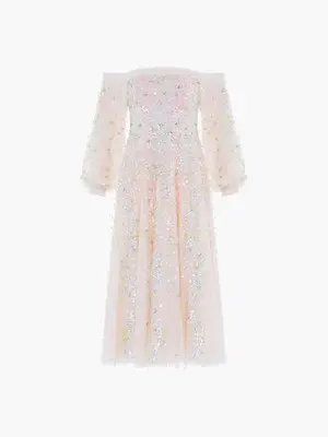 NEEDLE & THREAD Confetti Gloss Off-shoulder Dress