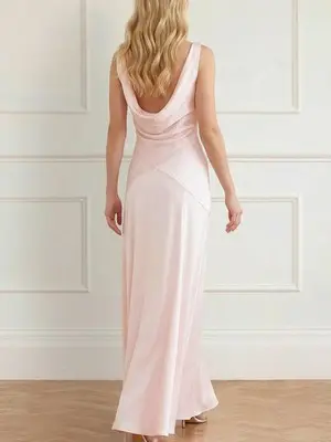NEEDLE & THREAD Evangeline Satin Cowl Neck Gown - Shell