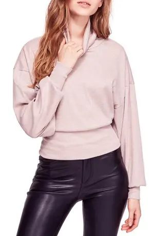 Free People Glam Turtleneck With Metallic Threads And Rib-knit Waistband