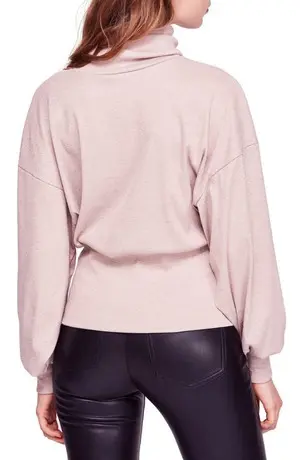 Free People Glam Turtleneck With Metallic Threads And Rib-knit Waistband