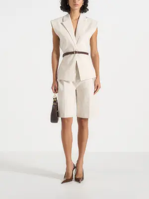 Manière De Voir Linda Linen Wide Shoulder Waistcoat