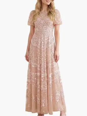 NEEDLE & THREAD Anais Sequin Short Sleeve Gown