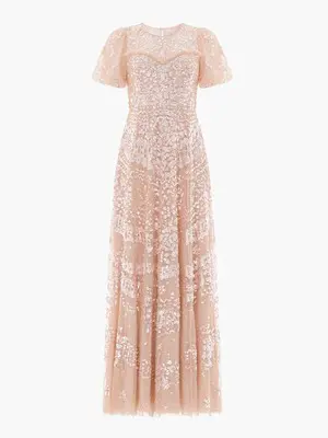 NEEDLE & THREAD Anais Sequin Short Sleeve Gown