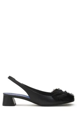 LANVIN Heeled Slingback Ballerina In Leather - Black
