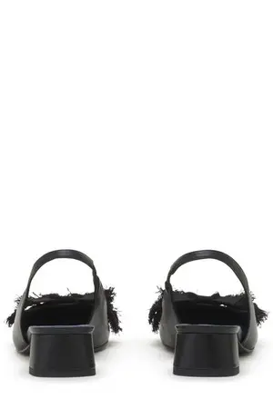 LANVIN Heeled Slingback Ballerina In Leather - Black