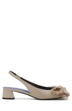 LANVIN Heeled Slingback Ballerina In Leather Sand