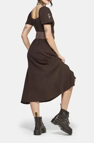 DISTURBIA Faela Embroidered Midi Dress