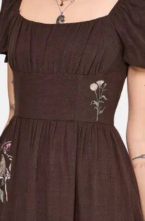 DISTURBIA Faela Embroidered Midi Dress