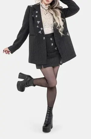 DISTURBIA Chrysina Sequin Embellished Blazer