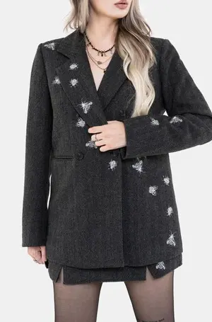 DISTURBIA Chrysina Sequin Embellished Blazer