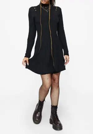 DISTURBIA Dream Ribbed Skater Knit Dress
