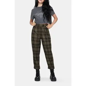 DISTURBIA Cecily Buckle Check Balloon Trousers