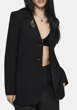 DISTURBIA Ellis Embroidered Longline Blazer