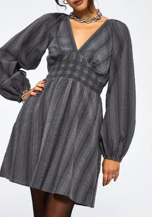DISTURBIA Grove Cotton Blend Smock Mini Dress