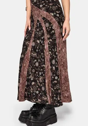 DISTURBIA Sylra Ditsy Folk Print Midaxi Dress
