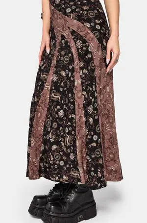 DISTURBIA Sylra Ditsy Folk Print Midaxi Dress