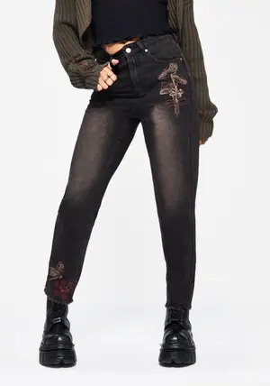 DISTURBIA High-waisted Ankle Jeans - Black