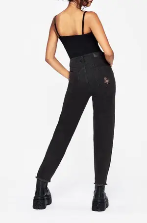 DISTURBIA High-waisted Ankle Jeans With Embroidered Detail
