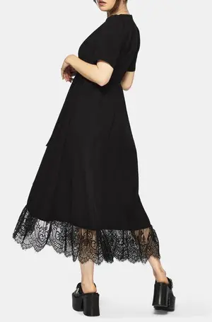 DISTURBIA Sorelle Lace Hem Wrap Midaxi Dress