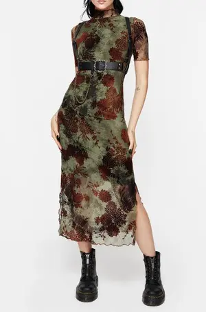 DISTURBIA Rosaleigh Short Sleeved Midaxi Dress - Orange
